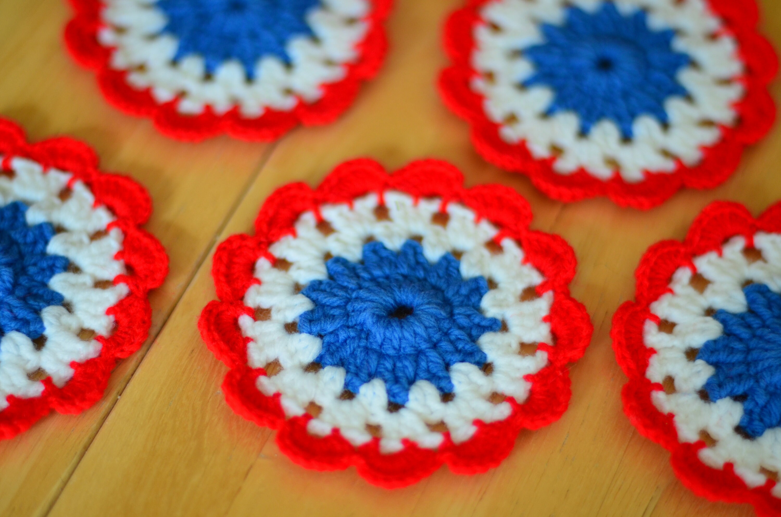 Crochet Coaster Set of 6/ Kitchen Table Decoration for 4th of - Etsy