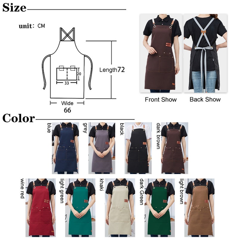 Studio Apron With Pockets, Personalized Canvas Apron, Bartender Apron ...