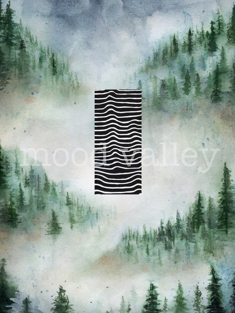 Green Abstract Forest Watercolor Landscape Print Download Misty Woods ...