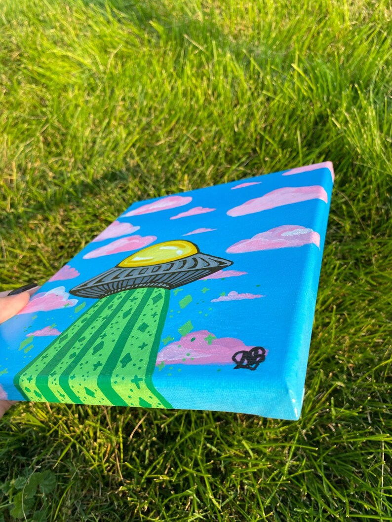 Cute Ufo - Acrylic Painting on Canvas Original - Etsy