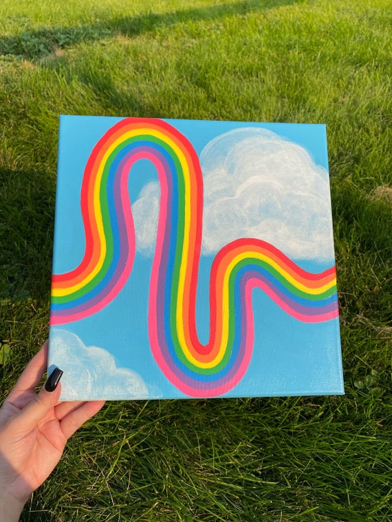 Rainbow Of Sky Acrylic Paintings Original Painting Moon & Rainbow