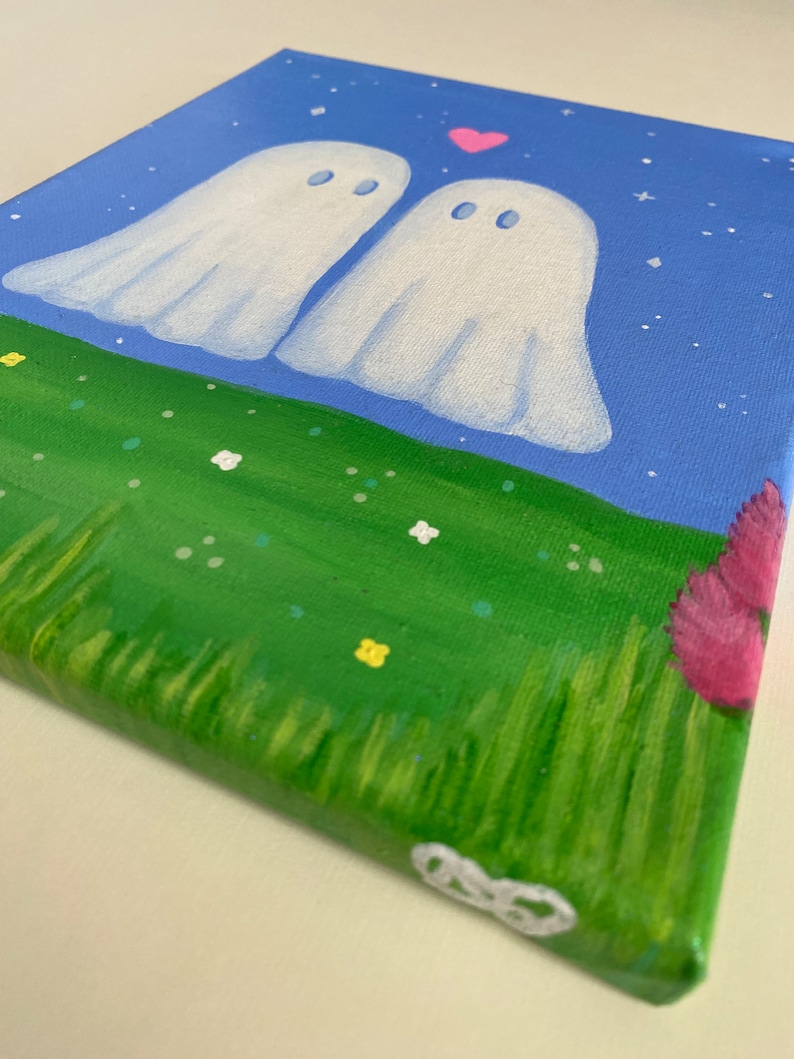 Cute Ghosts in Love - Acrylic Painting on Canvas Original - Etsy