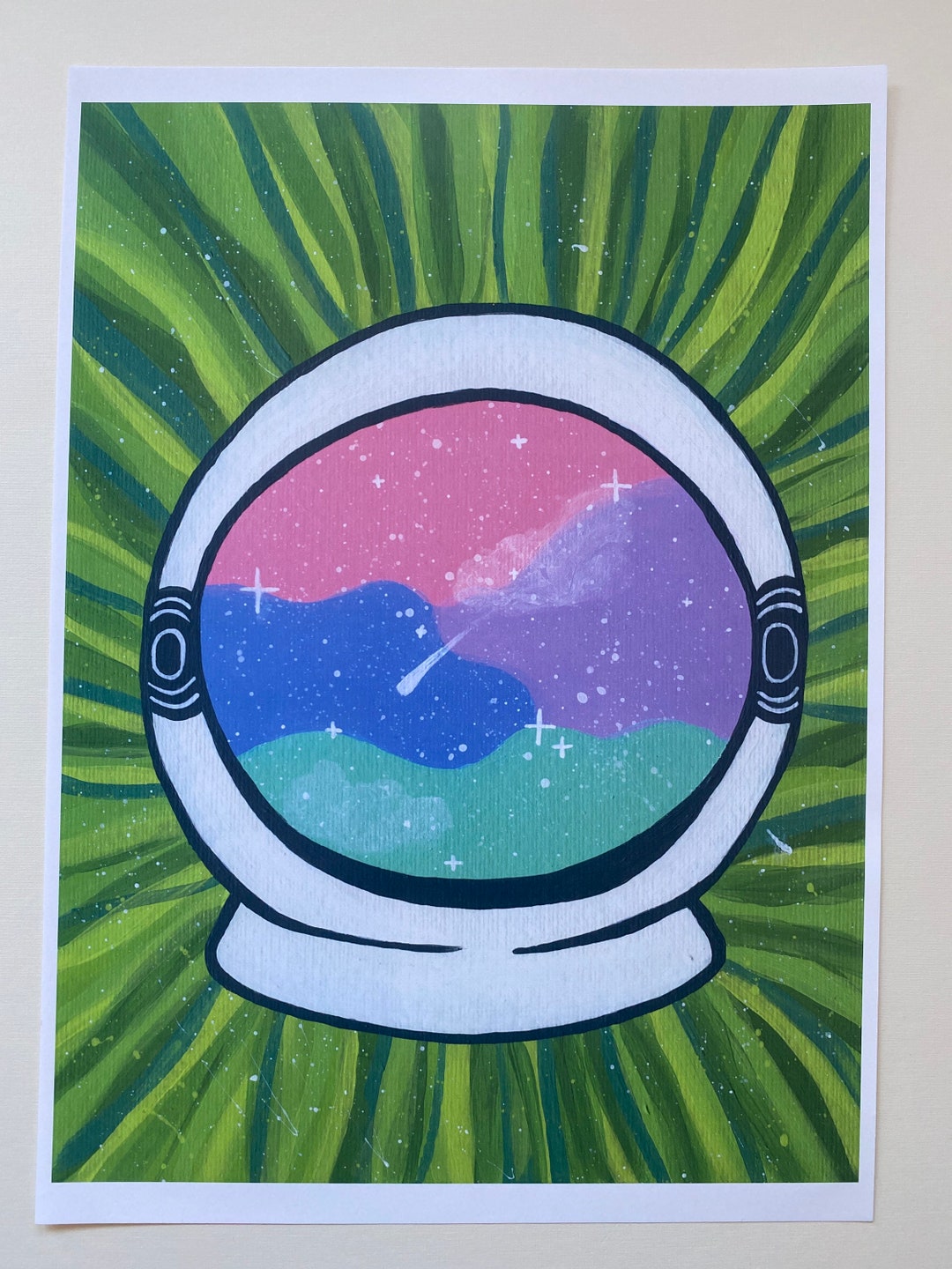 Astronaut Helmet Looking at Space Art Print - Etsy