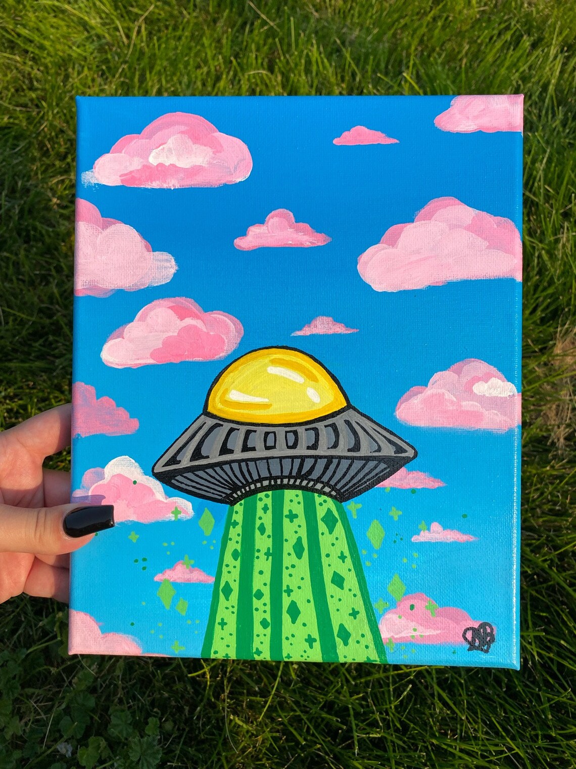 Cute Ufo - Acrylic Painting on Canvas Original - Etsy