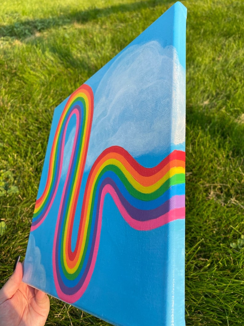 Rainbow in Sky - Original Acrylic Painting on Canvas - Etsy
