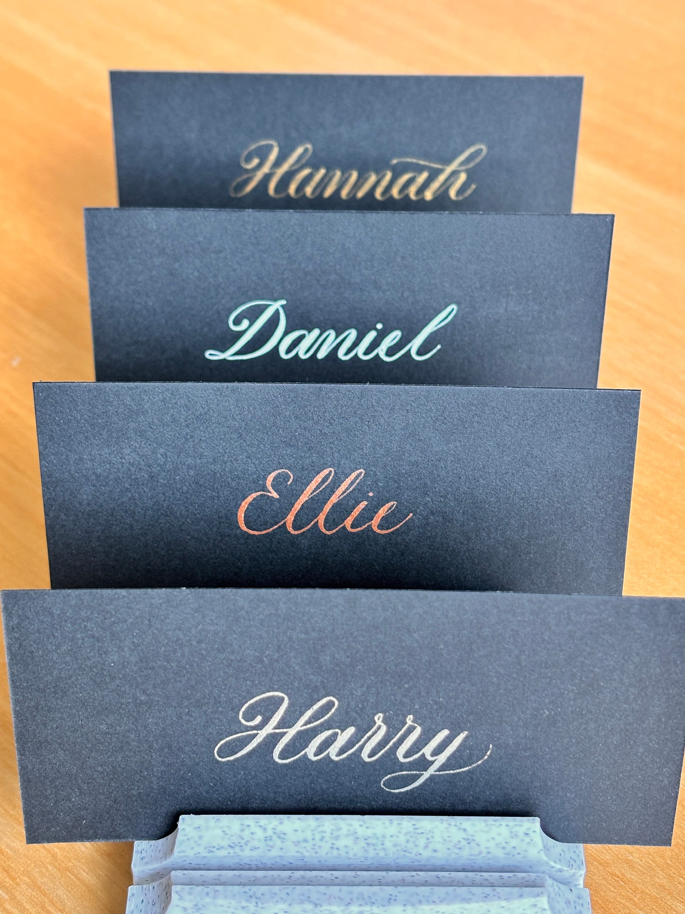 Custom Calligraphy Black Place Cards, Handwritten Calligraphy Names ...