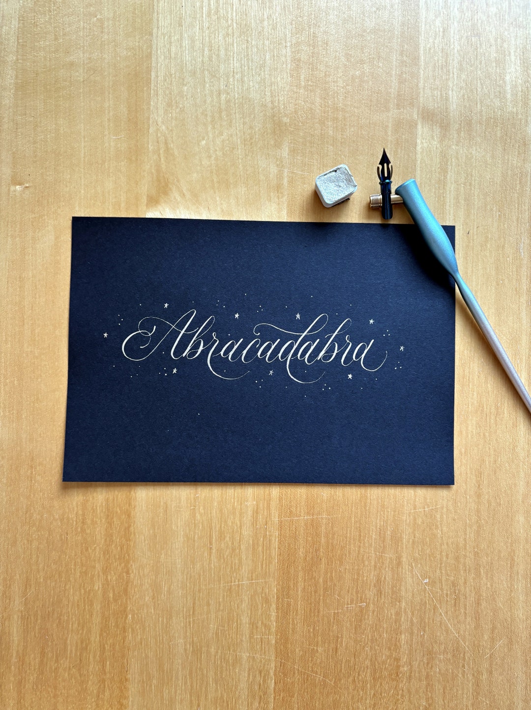 Original Handwritten Calligraphy, Abracadabra Art, Black Paper With ...