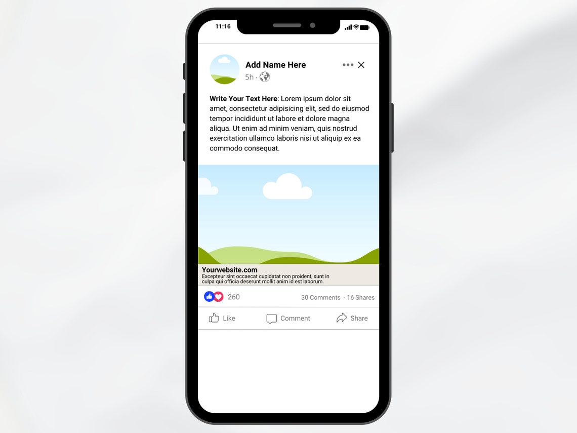 Facebook Mock-up in Canva Customizable Marketing Post Frame Template ...