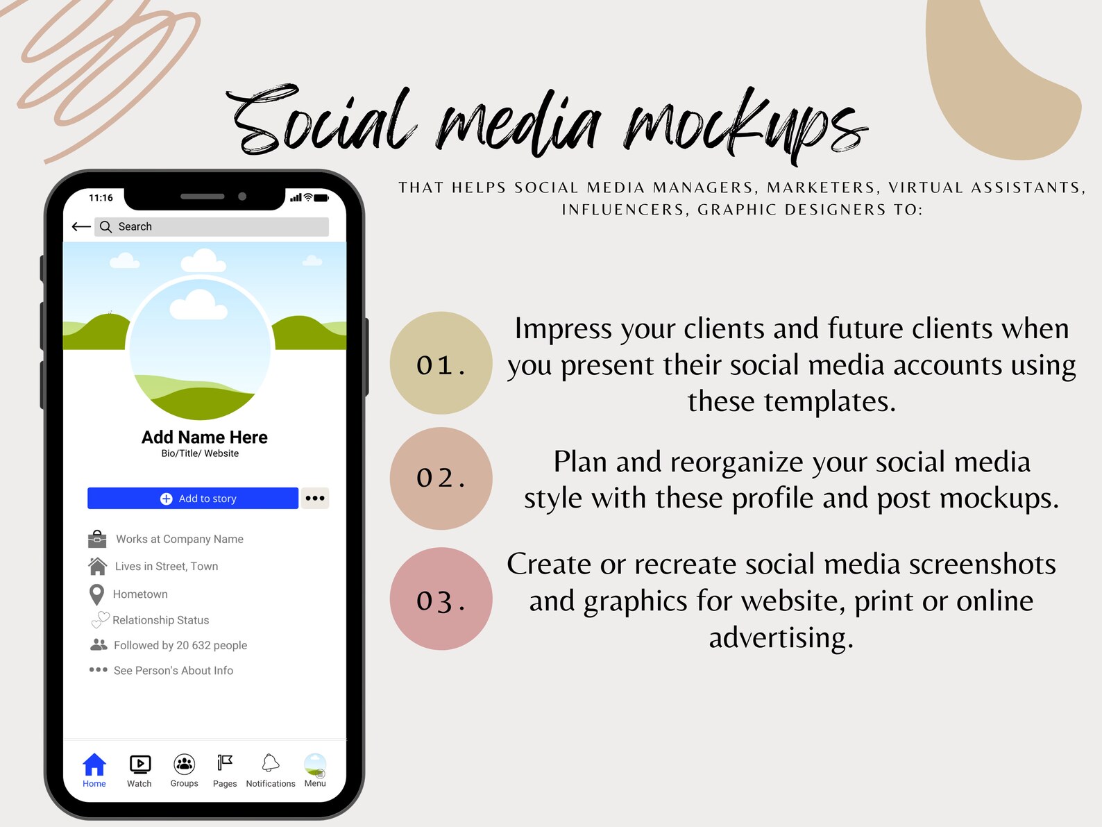Facebook Mock-up in Canva Customizable Marketing Post Frame Template ...