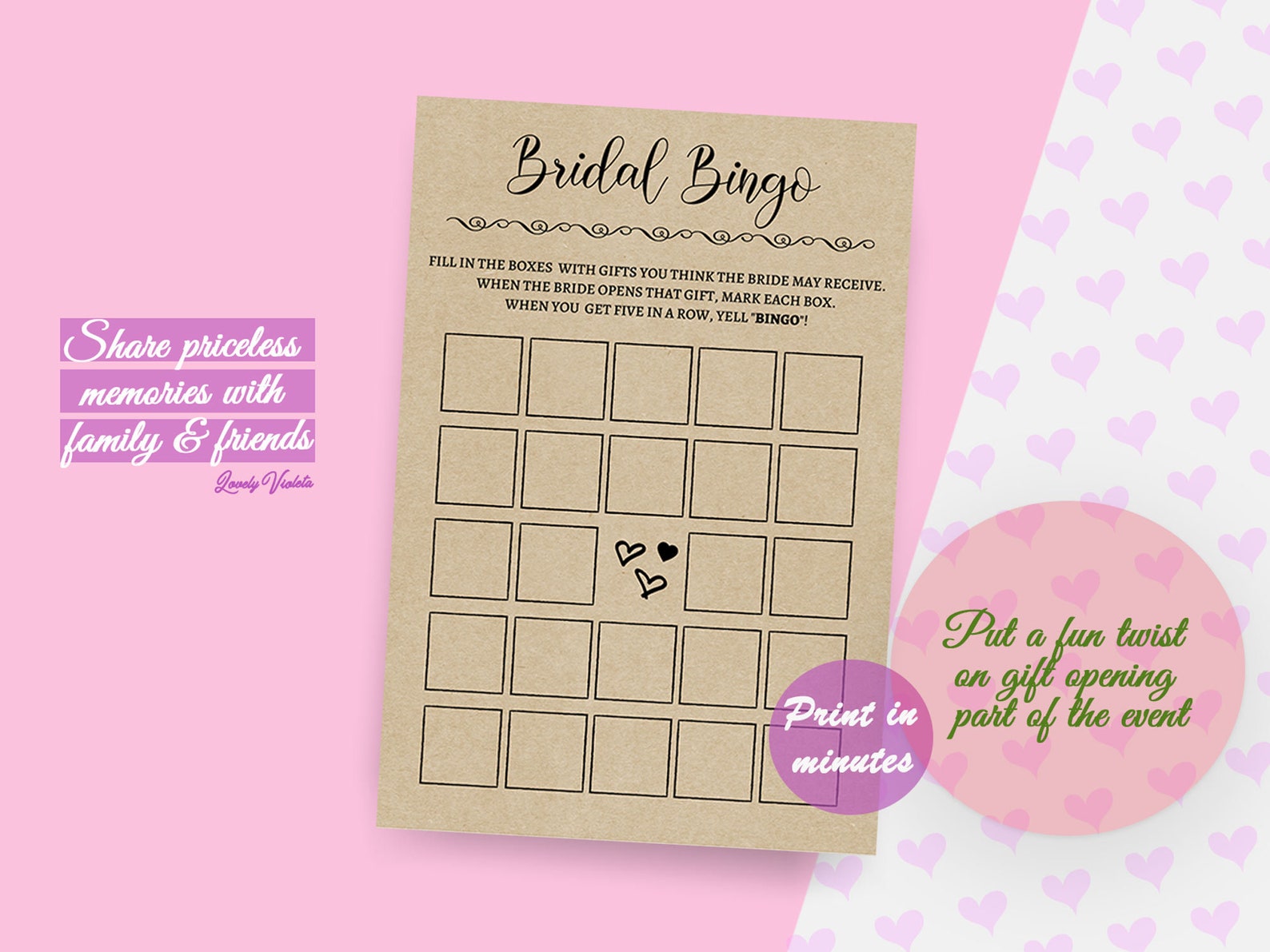 Bridal Shower Bingo Game Wedding Shower Bridal Bingo Game Etsy