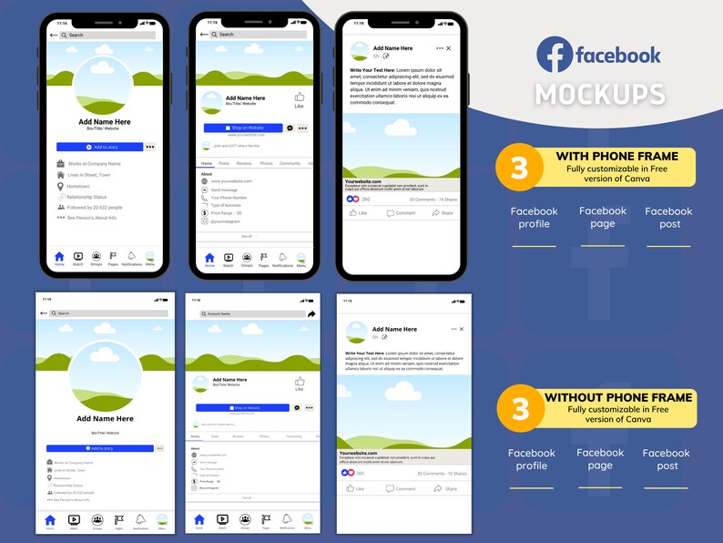 Facebook Mock-up in Canva Customizable Marketing Post Frame Template ...