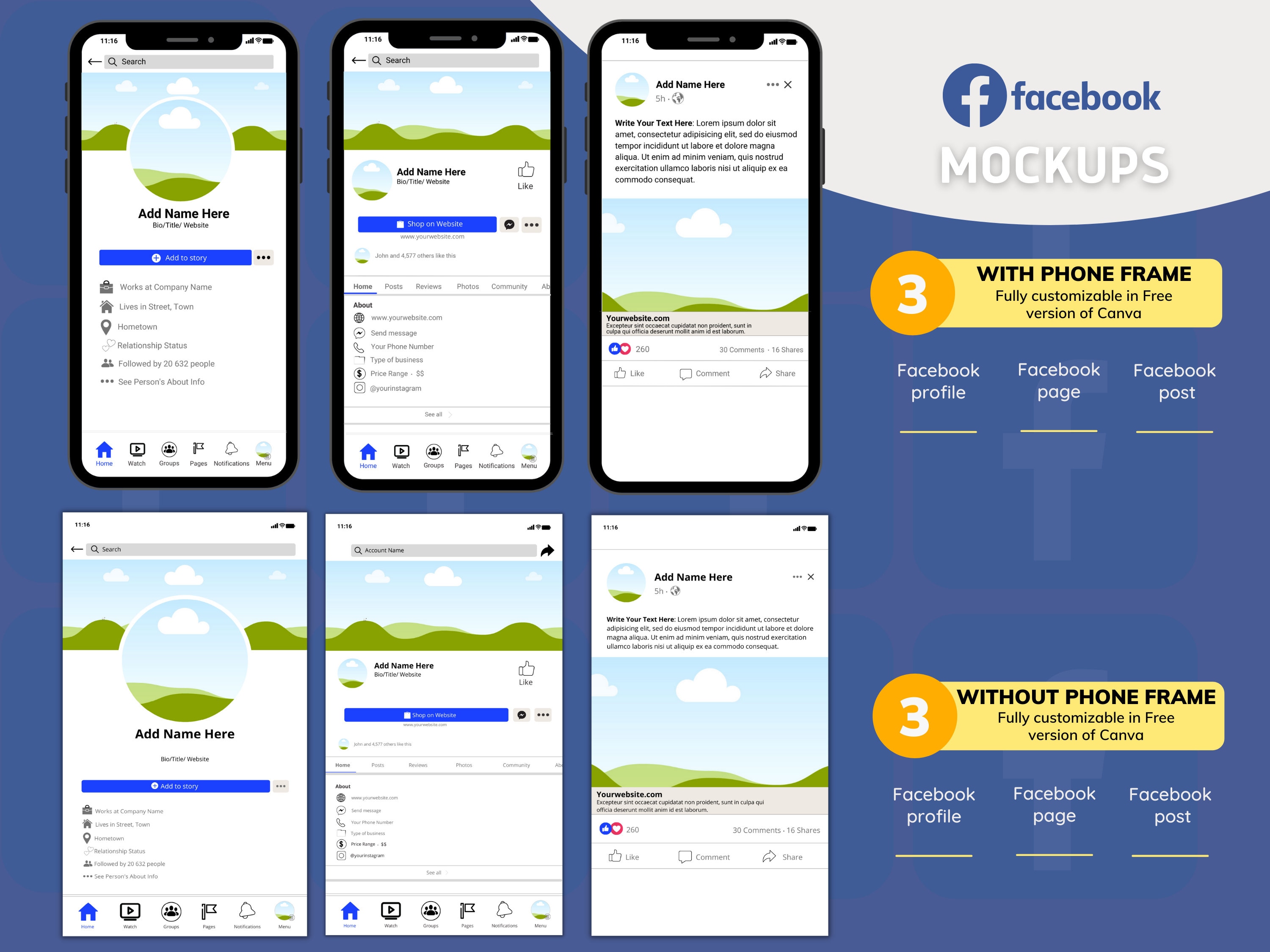 Facebook Mock-up in Canva Customizable Marketing Post Frame Template ...