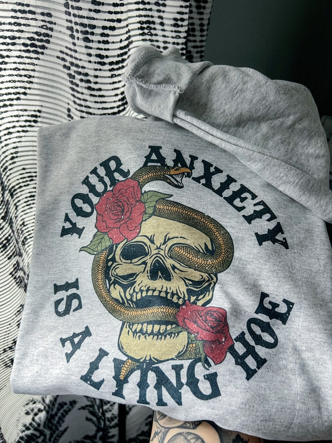 Anxiety Skull Snake Sweatshirt: Mental Health Awareness Graphic - Etsy