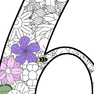 Floral Alphabet Coloring Book. Instant Download of 37 Coloring Letters ...