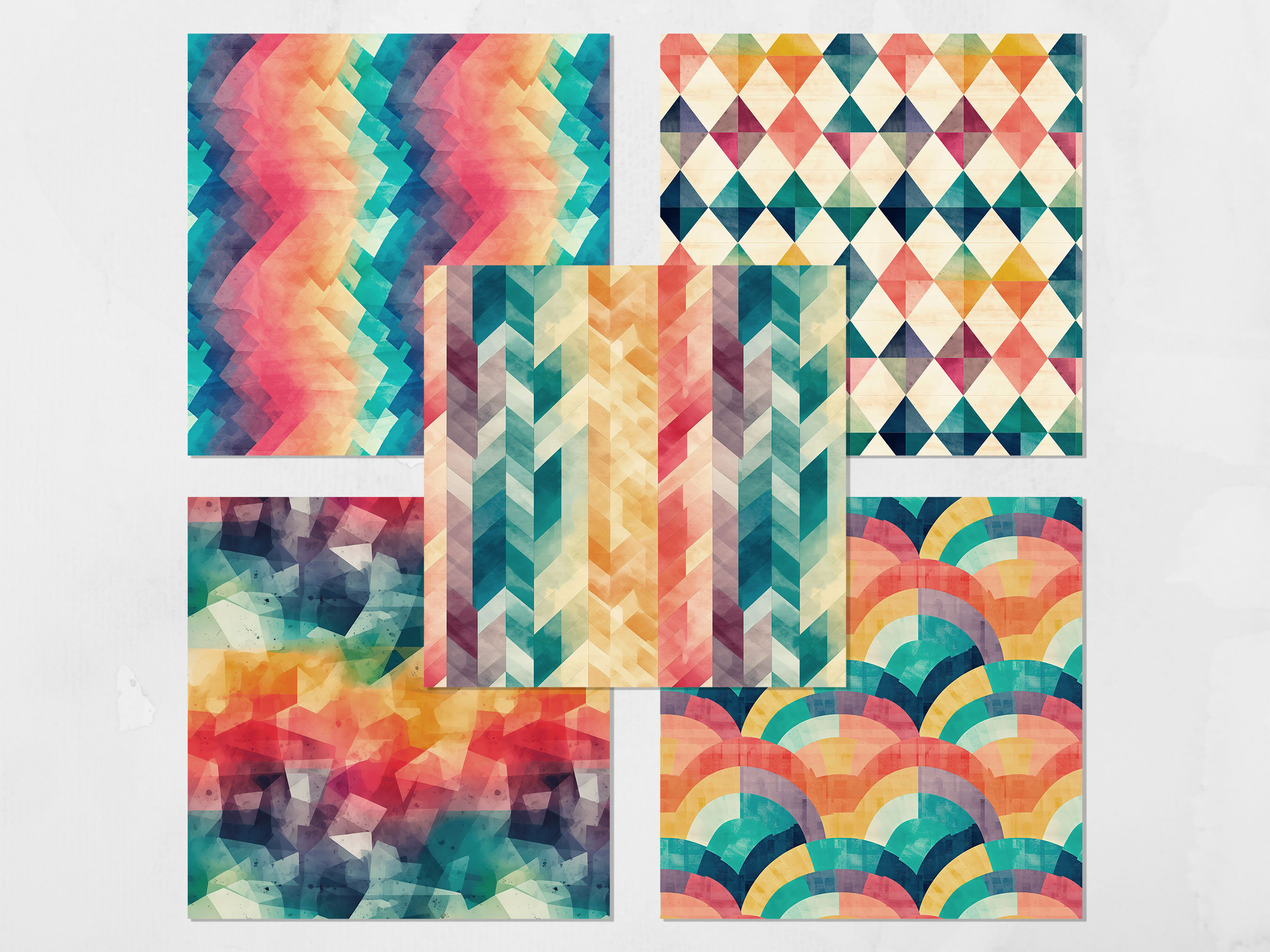 Retro Rainbow High Resolution Digital Paper Pack for Scrapbooking or ...