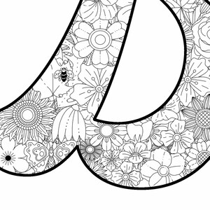 Floral Alphabet Coloring Book. Instant Download of 37 Coloring Letters ...