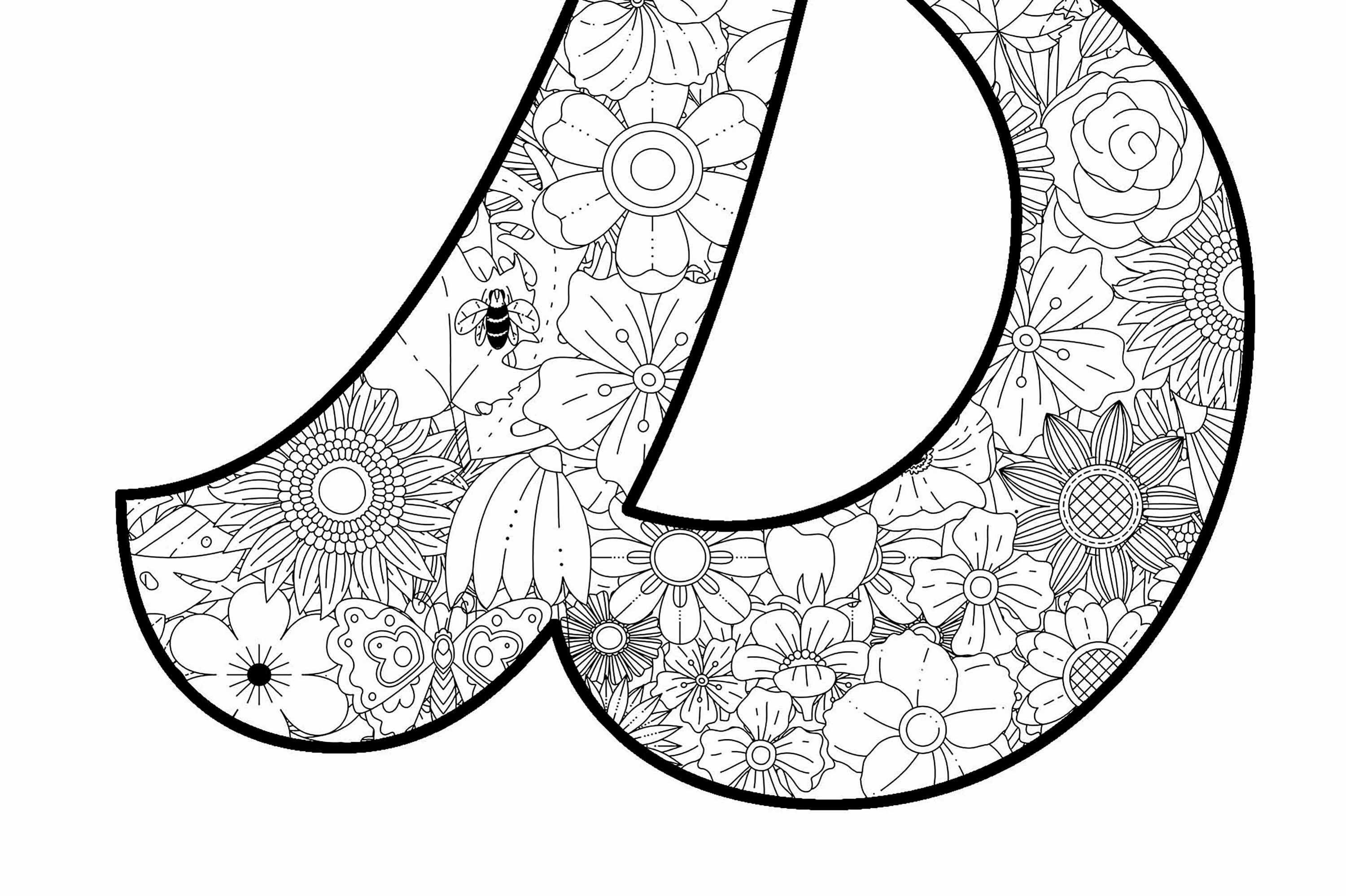 Floral Alphabet Coloring Book. Instant Download of 37 Coloring Letters ...