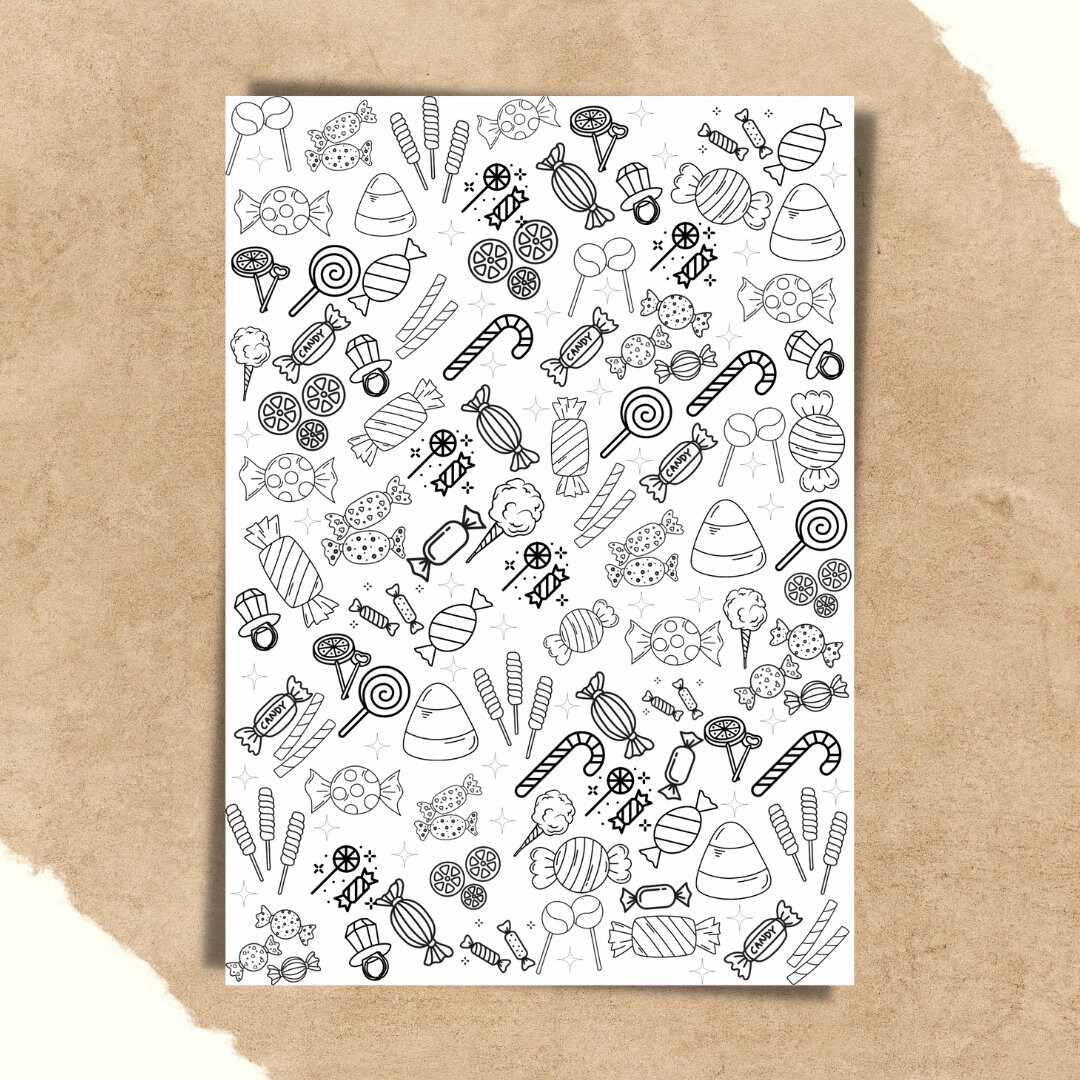 Printable Candy / Sweets Doodle Colouring Sheet A4 | Adult & Kids - Etsy