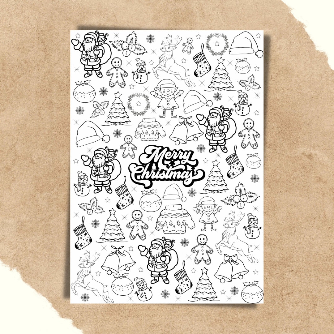 Printable Christmas Doodle Colouring Sheet A4 | Adults and Kids - Etsy