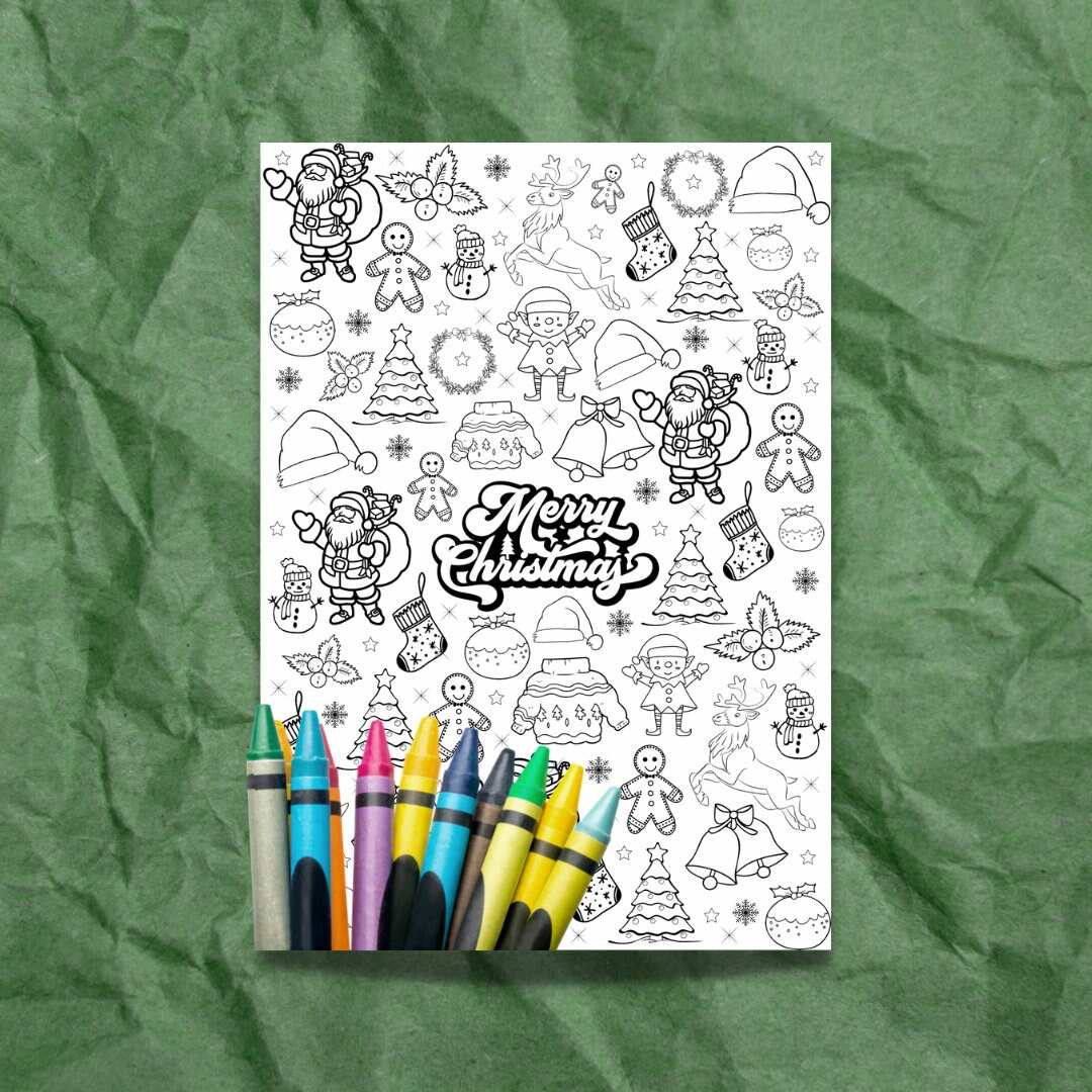 Printable Christmas Doodle Colouring Sheet A4 | Adults and Kids - Etsy