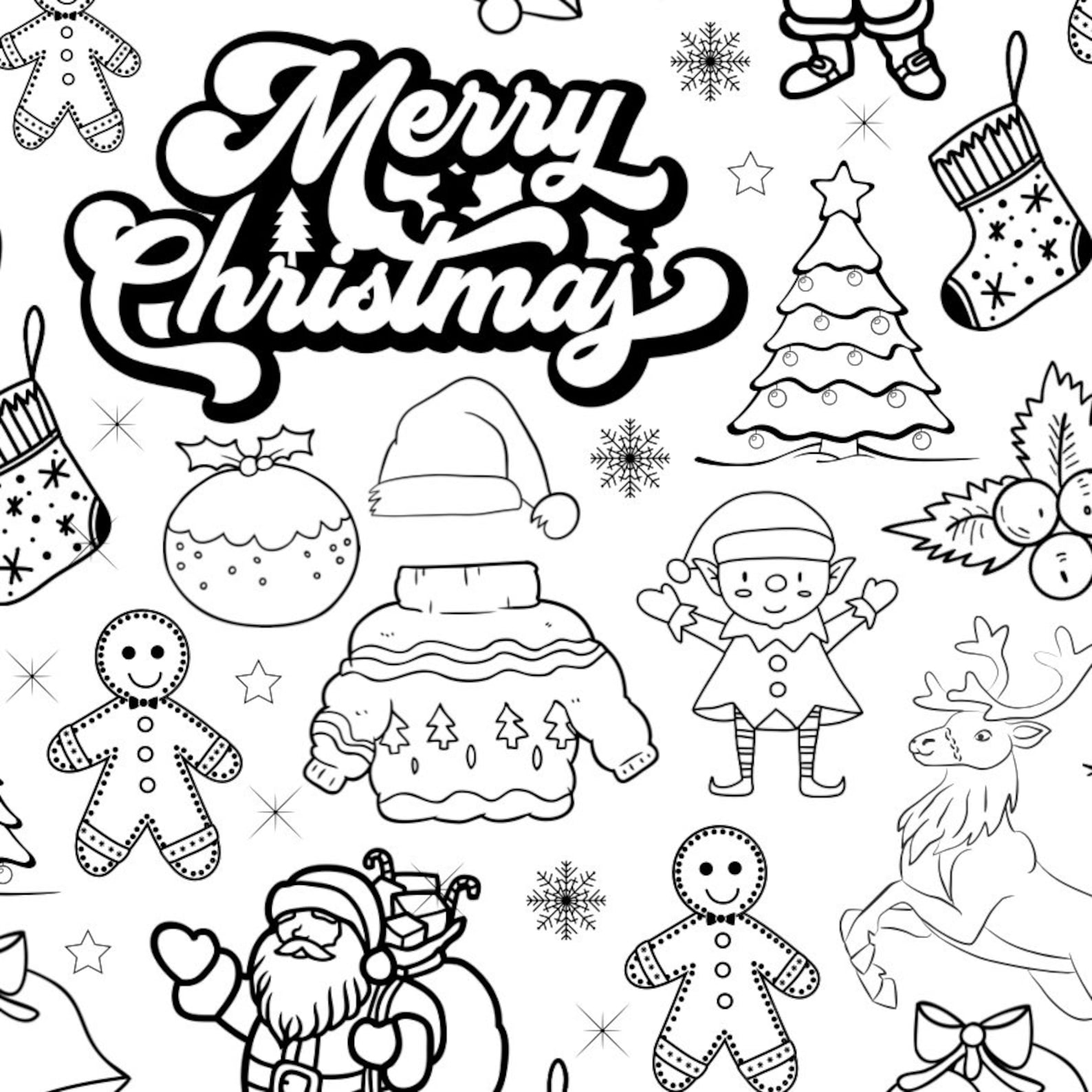 Printable Christmas Doodle Colouring Sheet A4 | Adults and Kids - Etsy