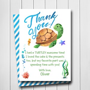 Turtle Birthday Thank You Card Turtle Thank You Card Turtle - Etsy