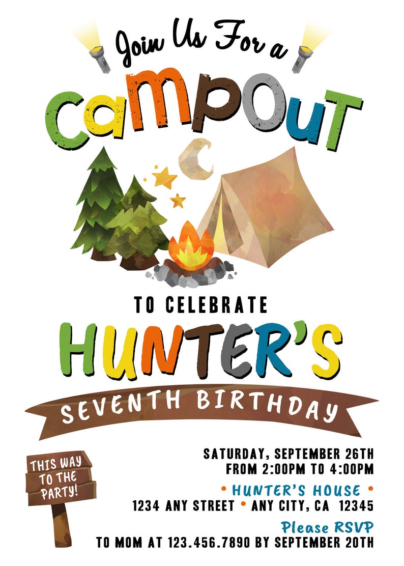 Campout Invitation, Campout Birthday Invitation, Sleepover Party ...