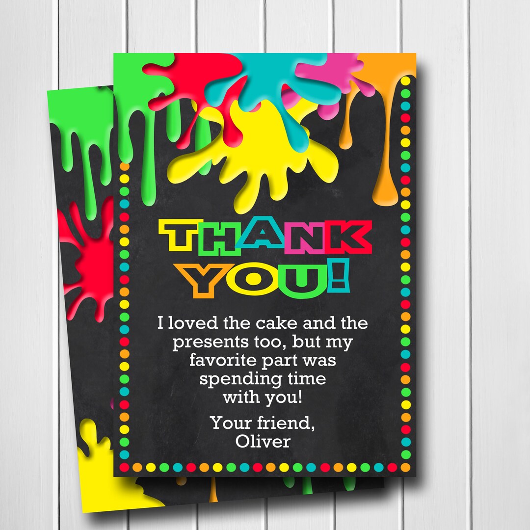 Slime Birthday Thank You Card Slime Time Thank You Card Digital Slime ...