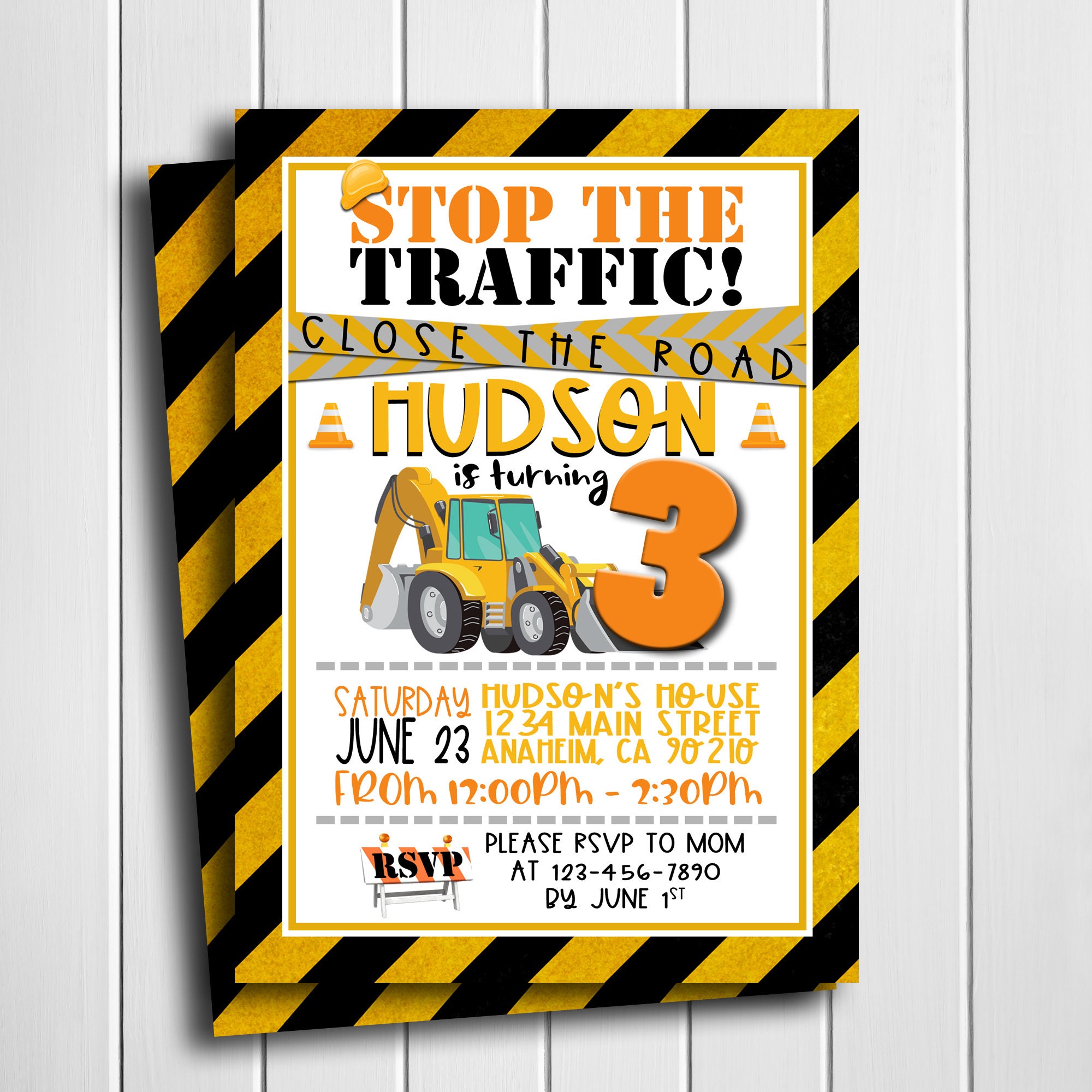 Construction Birthday Invitation Digital Construction - Etsy