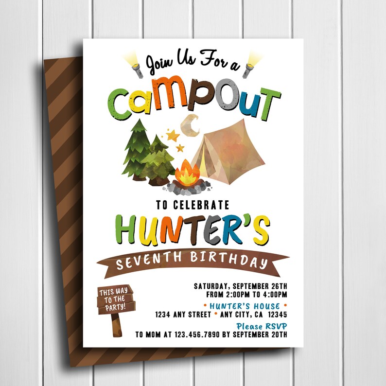 Campout Invitation, Campout Birthday Invitation, Sleepover Party ...