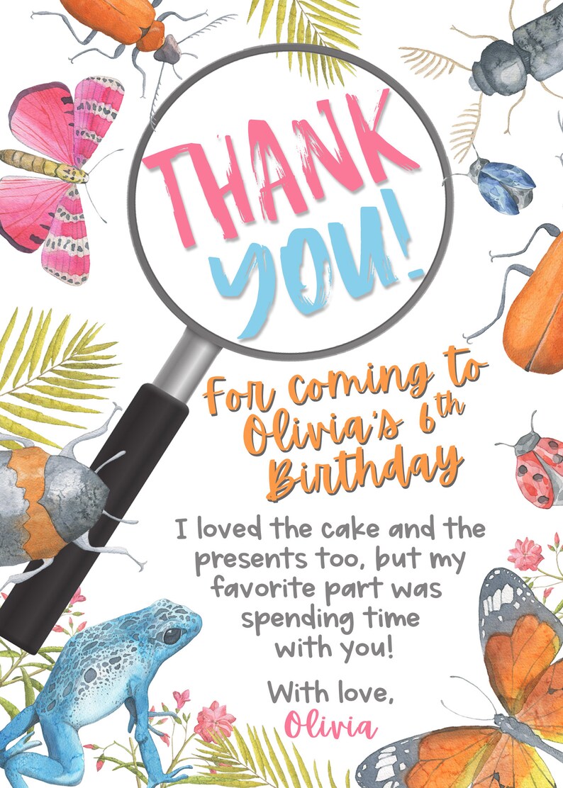 Insect Thank You Card Insect Birthday Thank You Card Bug | Etsy