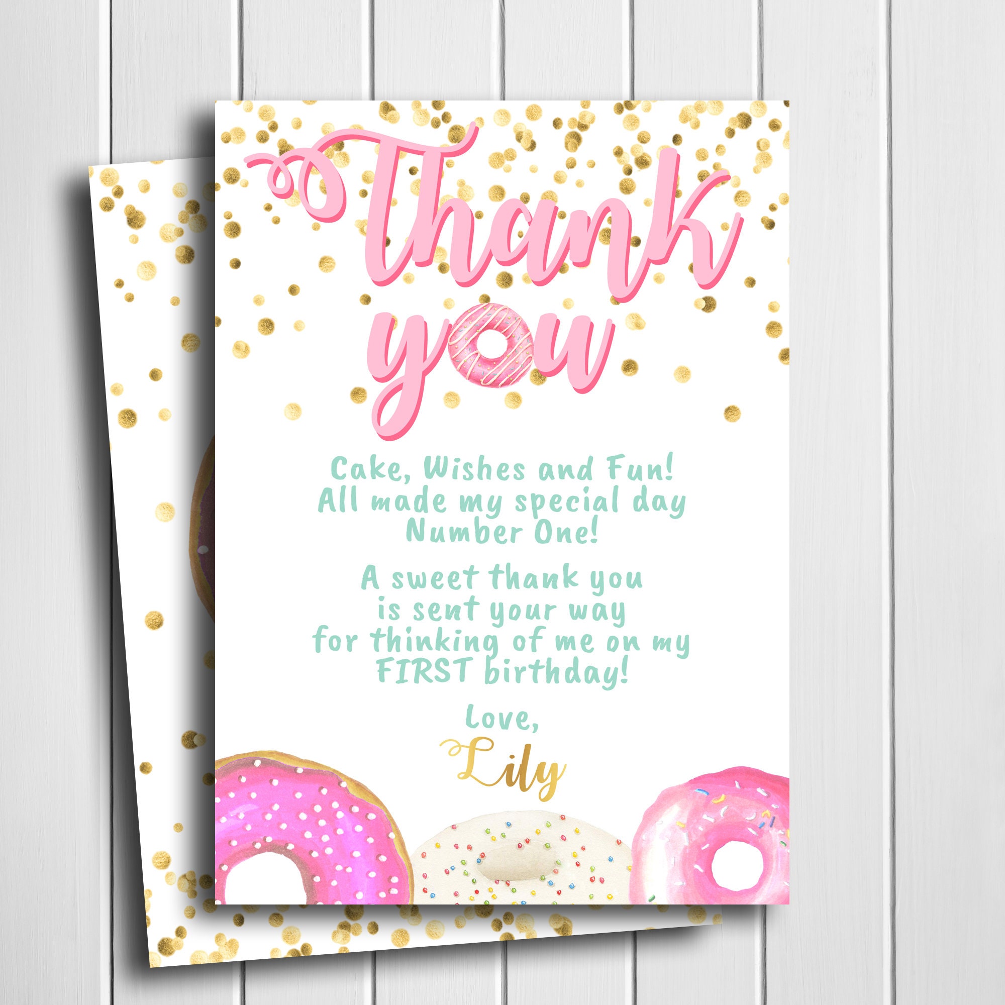Sweet One Birthday Thank You Card Sweet One Thank You Card | Etsy