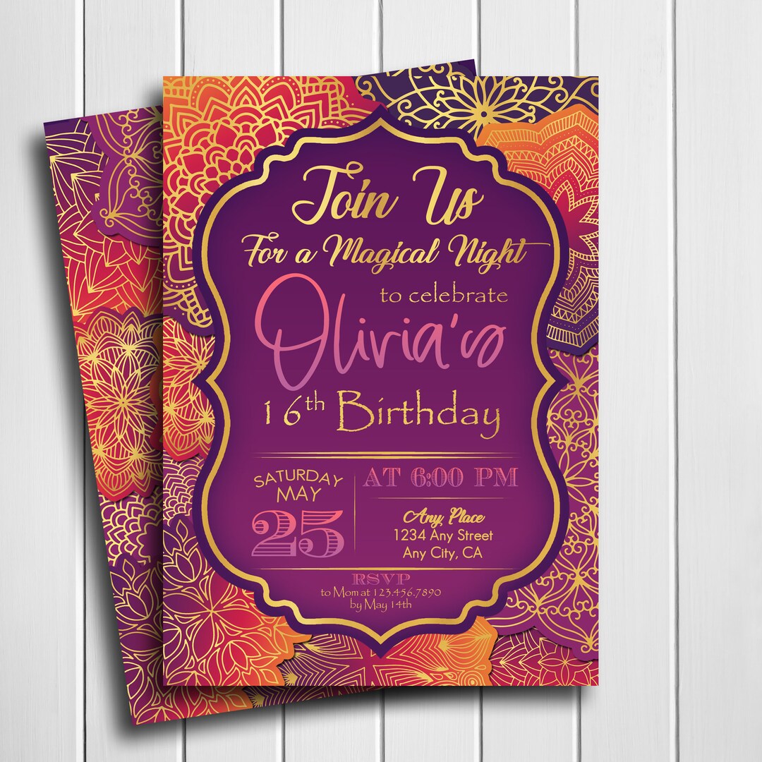 Moroccan Invitation, Arabian Nights Invitation, Moroccan Birthday ...