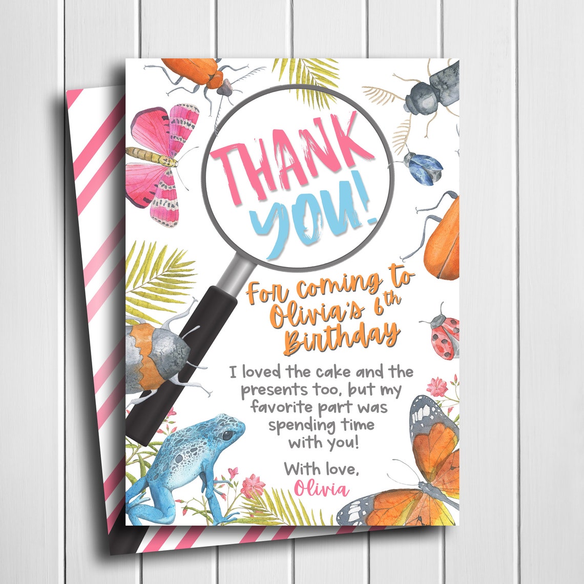 Insect Thank You Card Insect Birthday Thank You Card Bug - Etsy