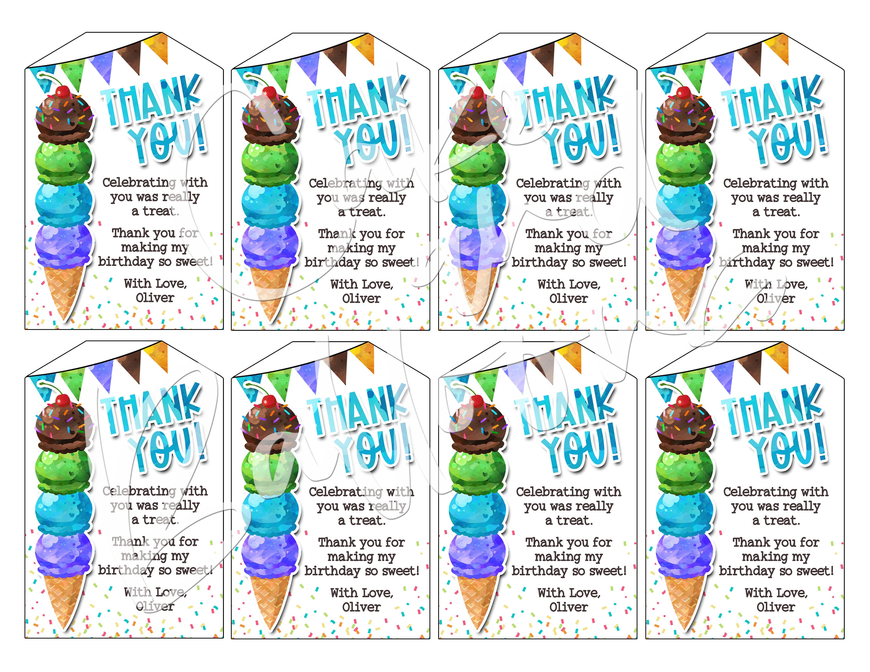 Ice Cream Party Decorations Ice Cream Party Favor Tags Ice - Etsy