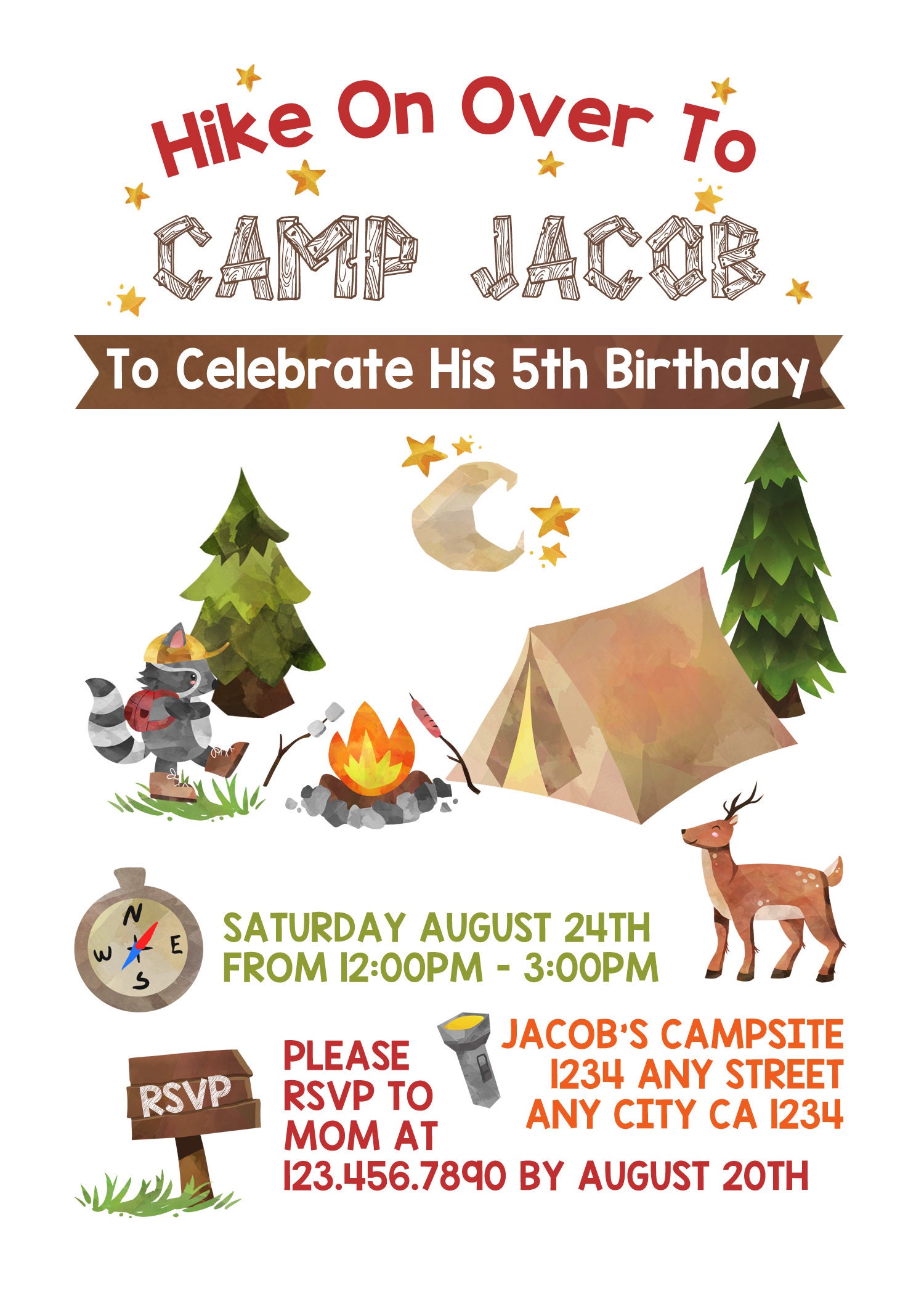 Camping Birthday Invitation Camp Out Invitation Happy Camper - Etsy