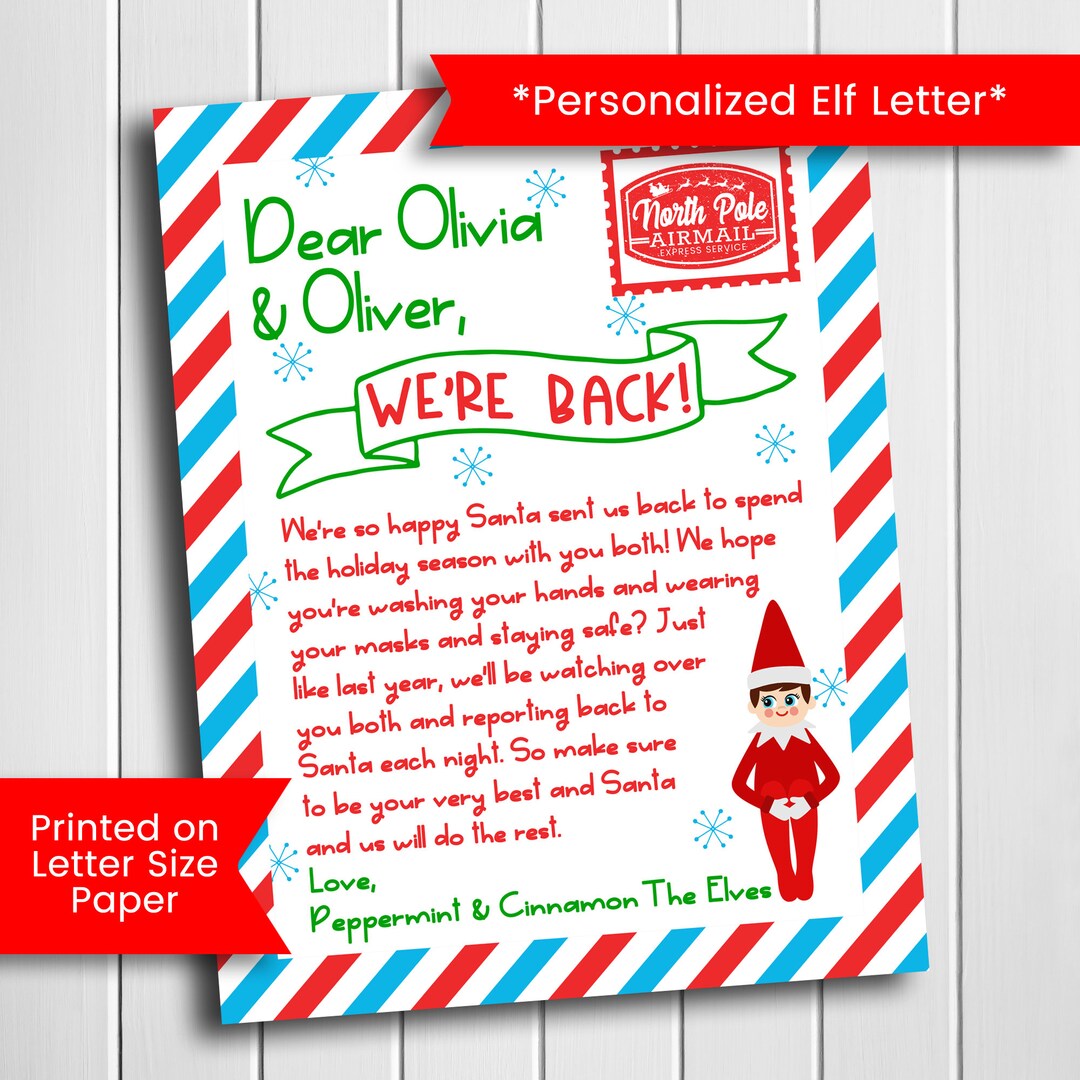 Personalized Letter From Elf, Returning Christmas Elves Letter, Letter ...