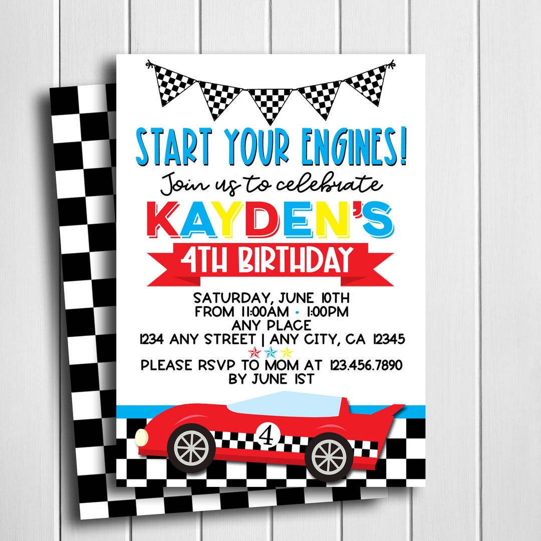 Race Car Birthday Invitation, Race Car Birthday, Racing Birthday ...