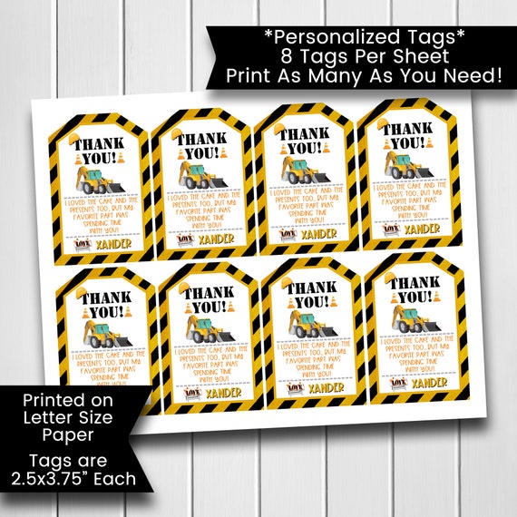 Construction Party Decorations Construction Favor Tags - Etsy