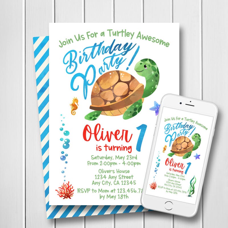 Turtle Invitation - Etsy