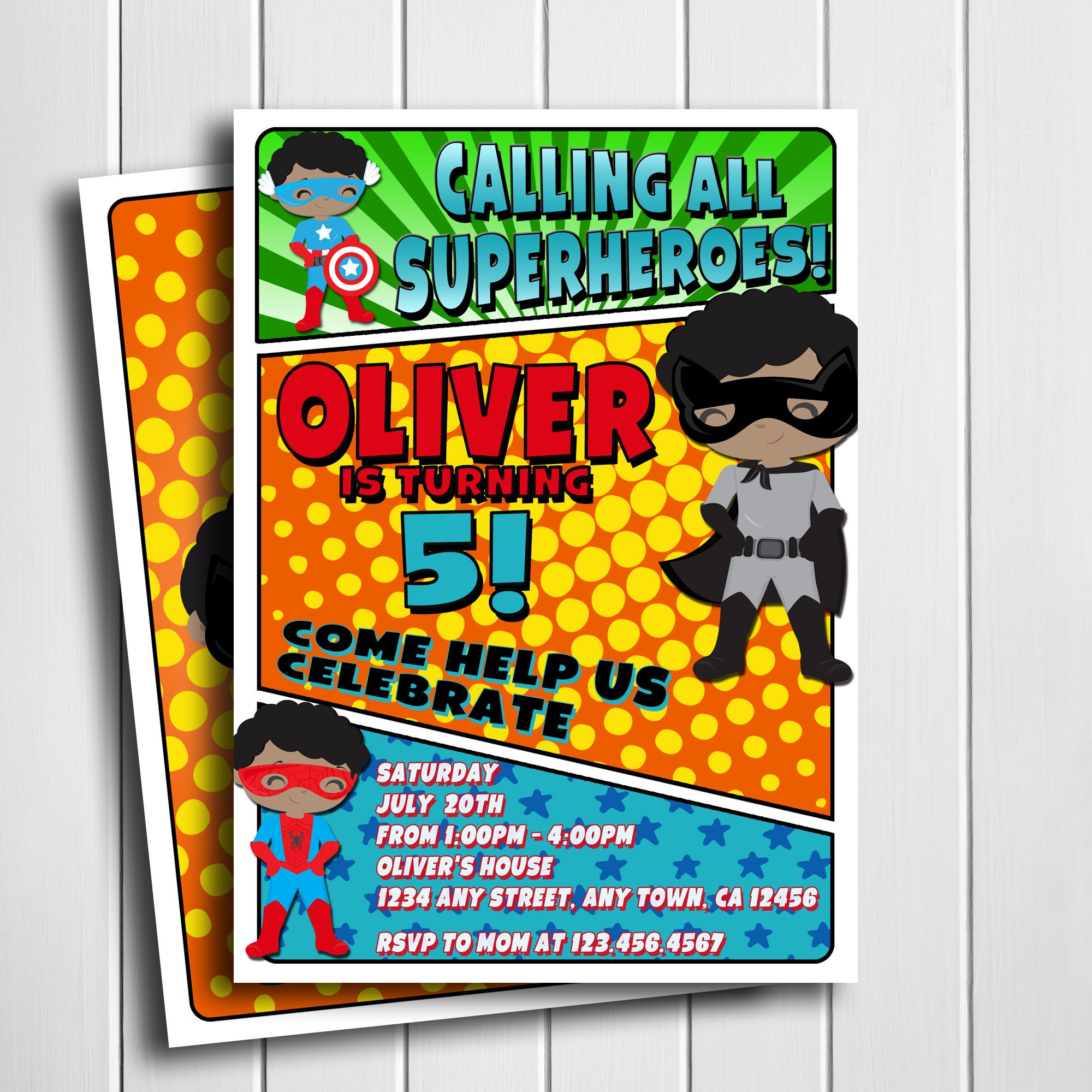Superhero Invitation Comic Invitation Superhero Birthday - Etsy
