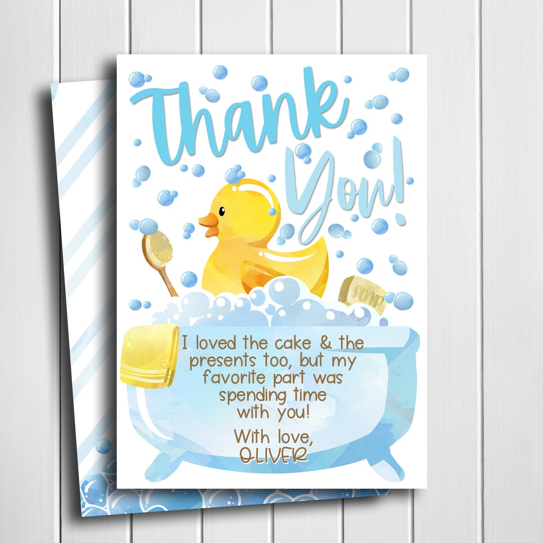 Rubber Ducky Birthday Thank You Card, Duck Thank You Card, Rubbery ...
