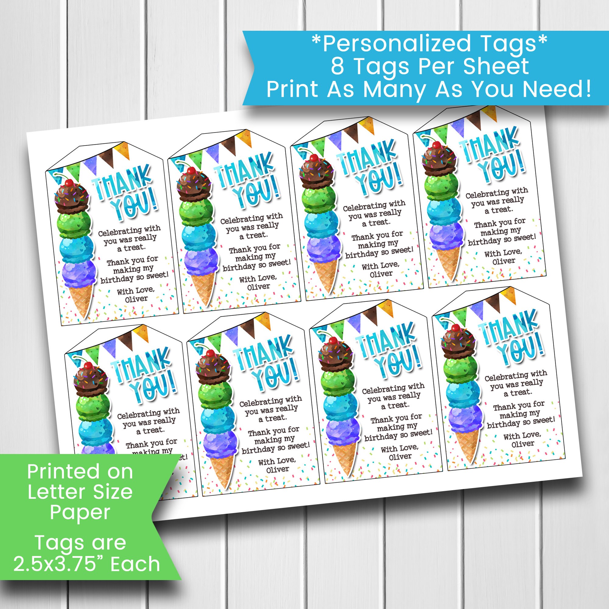 Ice Cream Party Decorations Ice Cream Party Favor Tags Ice - Etsy