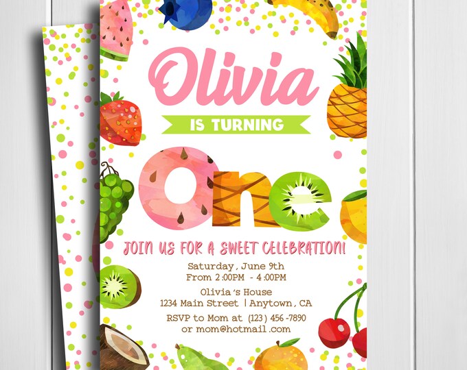 Tutti Fruitti Birthday Invitation, Fruit Birthday Invitation, First ...