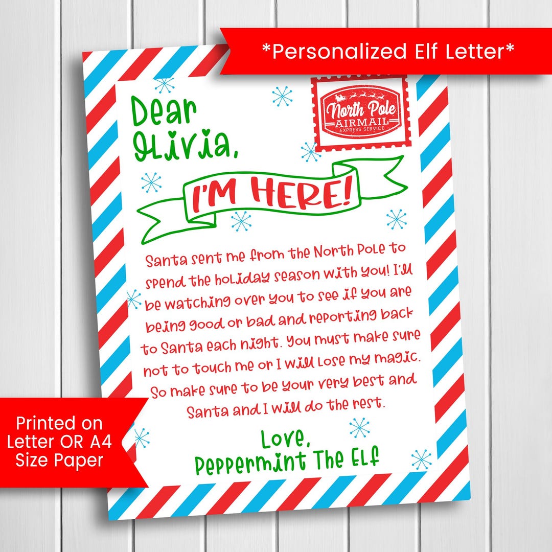 Personalized Letter From Elf, Christmas Elf Letter, Elf Letter, Elf ...