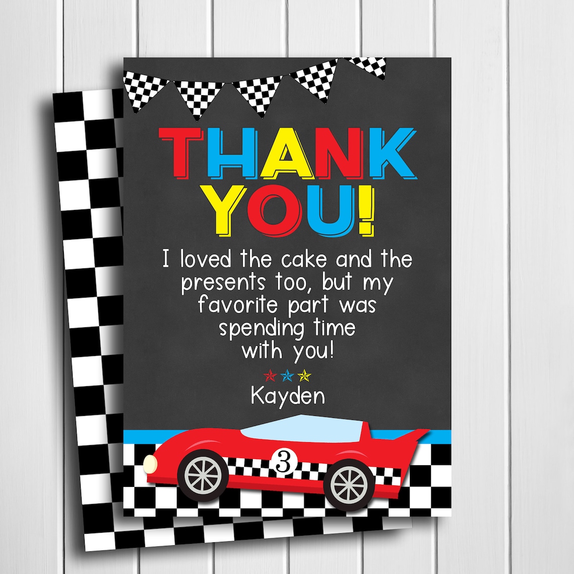 Race Car Thank You Card, Racing Thank You Card Digital, Race Car ...