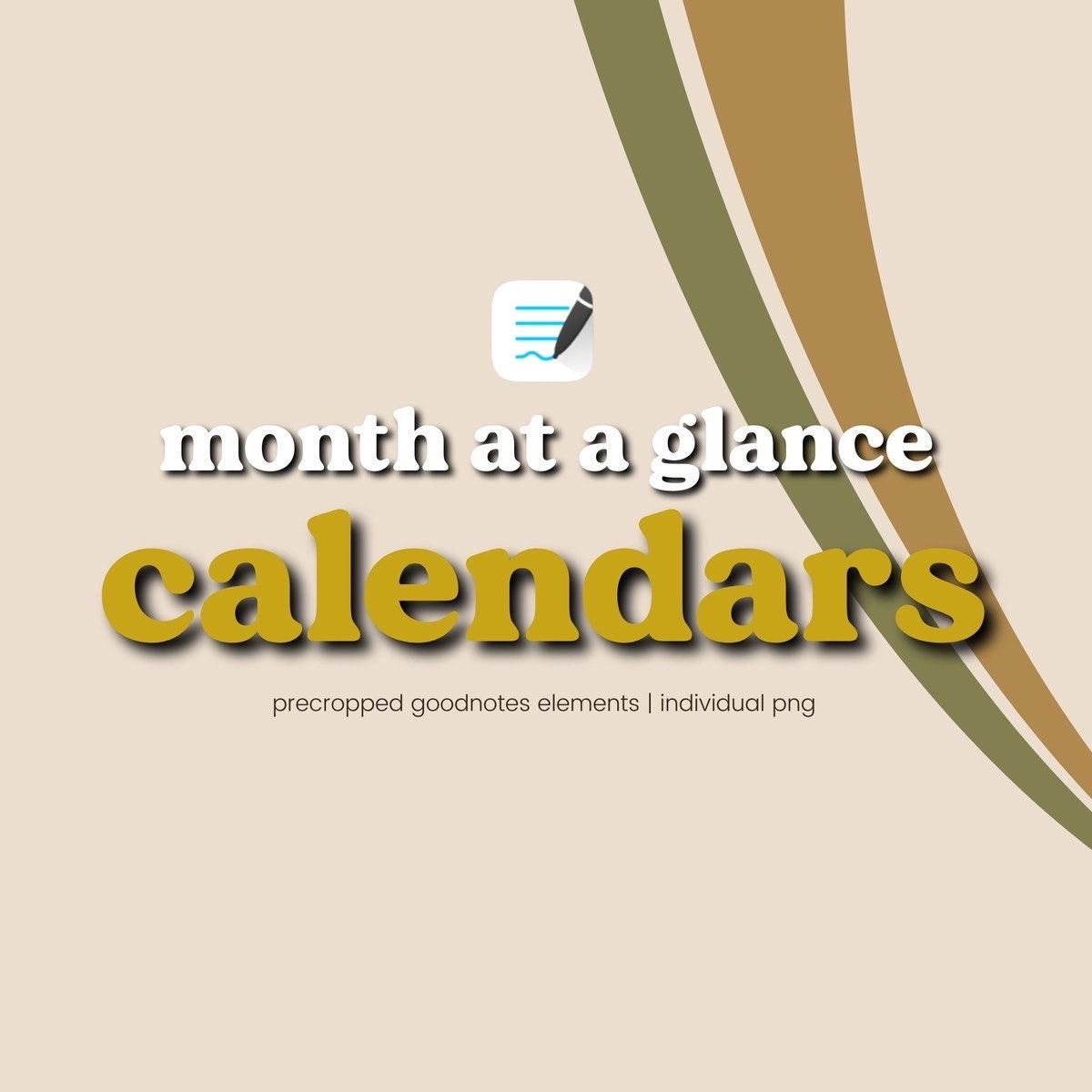 Digital 2023 Month at A Glance Calendar Goodnotes PNG Sticker Pack Text ...