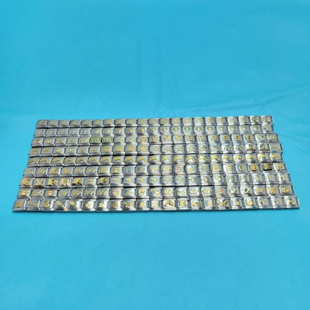 Gold Plated Italian Charms Moon Cross Puffed Heart Charm Crystal ...