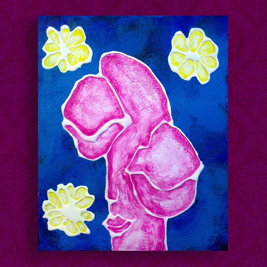 Flower Worm is a Colorful Fun Acrylic Painting Original - Etsy