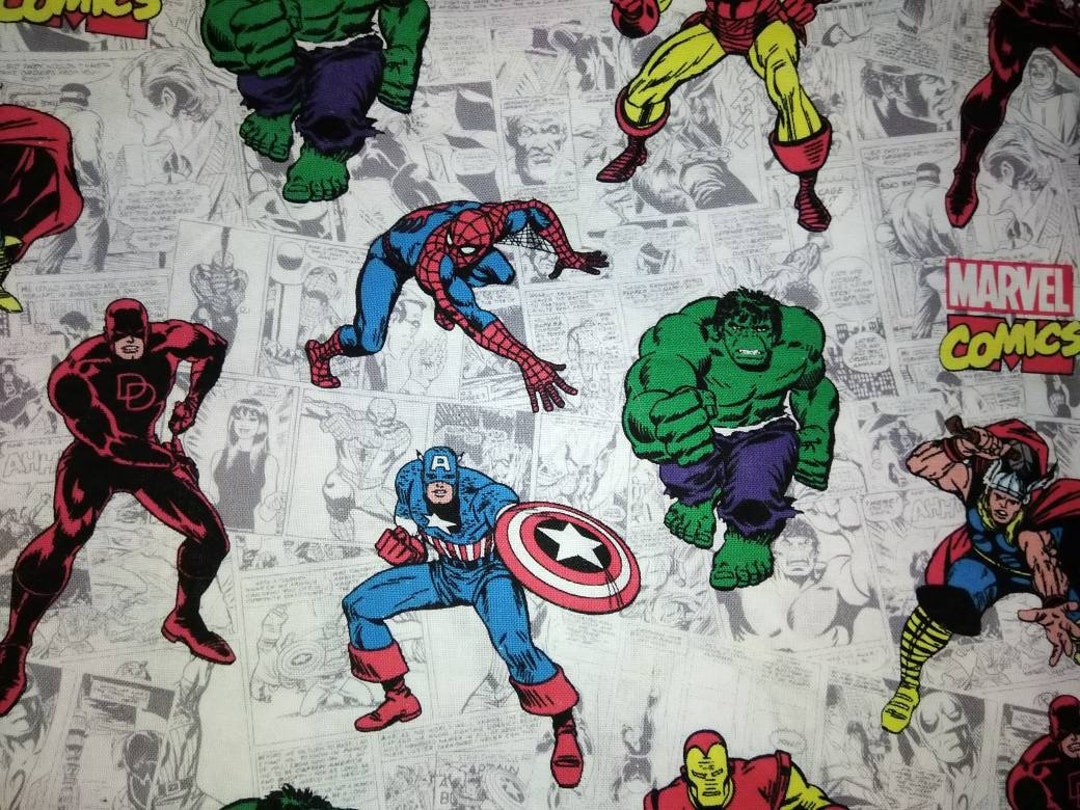 Avengers Cotton Fat Quarter by the Half Yard or Yard Marvel Fabric Thor ...